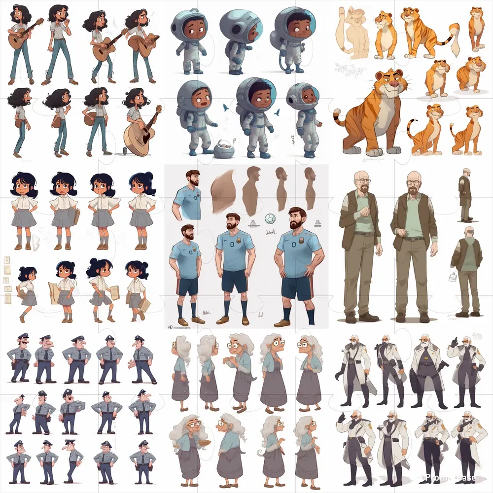 Disney Character Design Sheets Midjourney Prompt | PromptBase