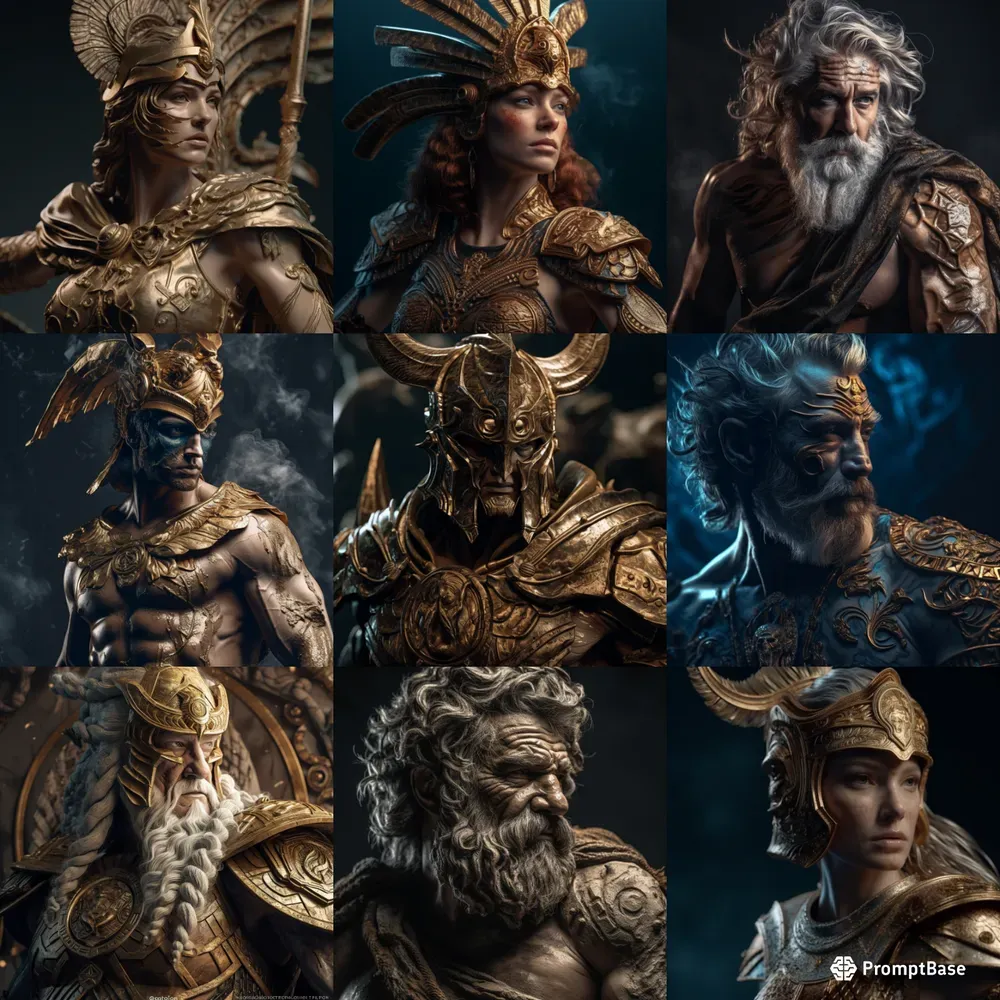 Majestic Mythology Characters Midjourney Prompt | PromptBase