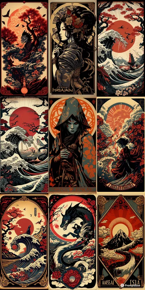 Japanese Tarot Cards Midjourney Prompt | PromptBase