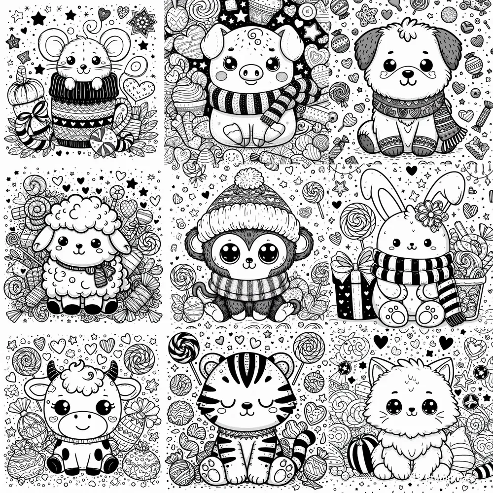 Cozy Cute Animal Coloring Pages For Kids DALL·E Prompt | PromptBase