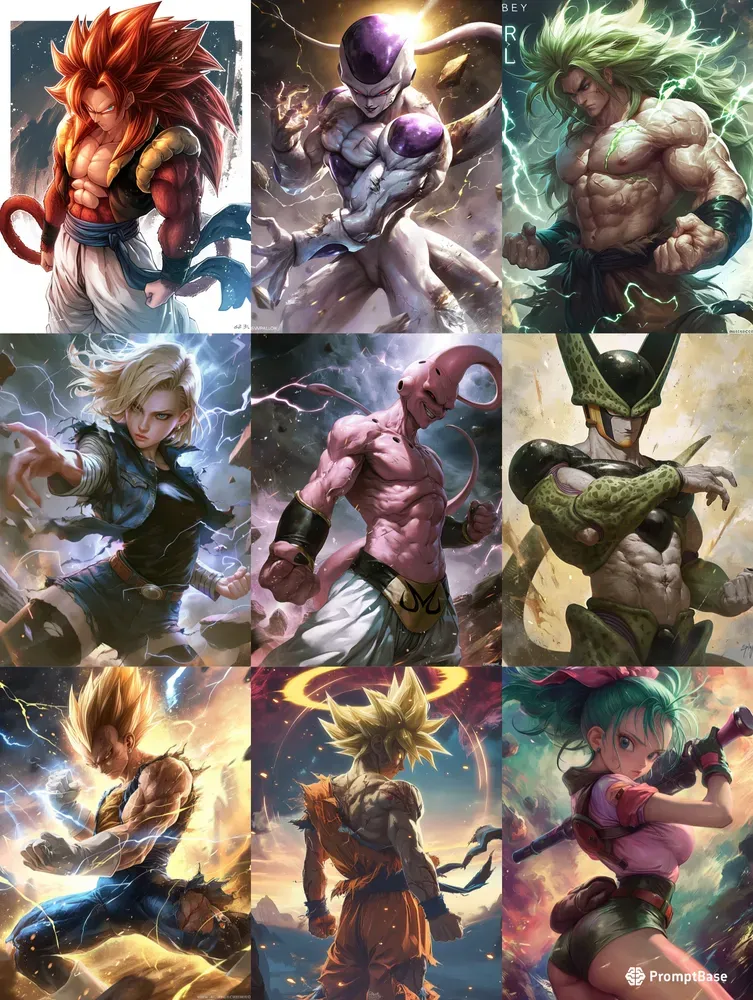 Dbz Poster Art Energychargeds Midjourney Prompt | PromptBase