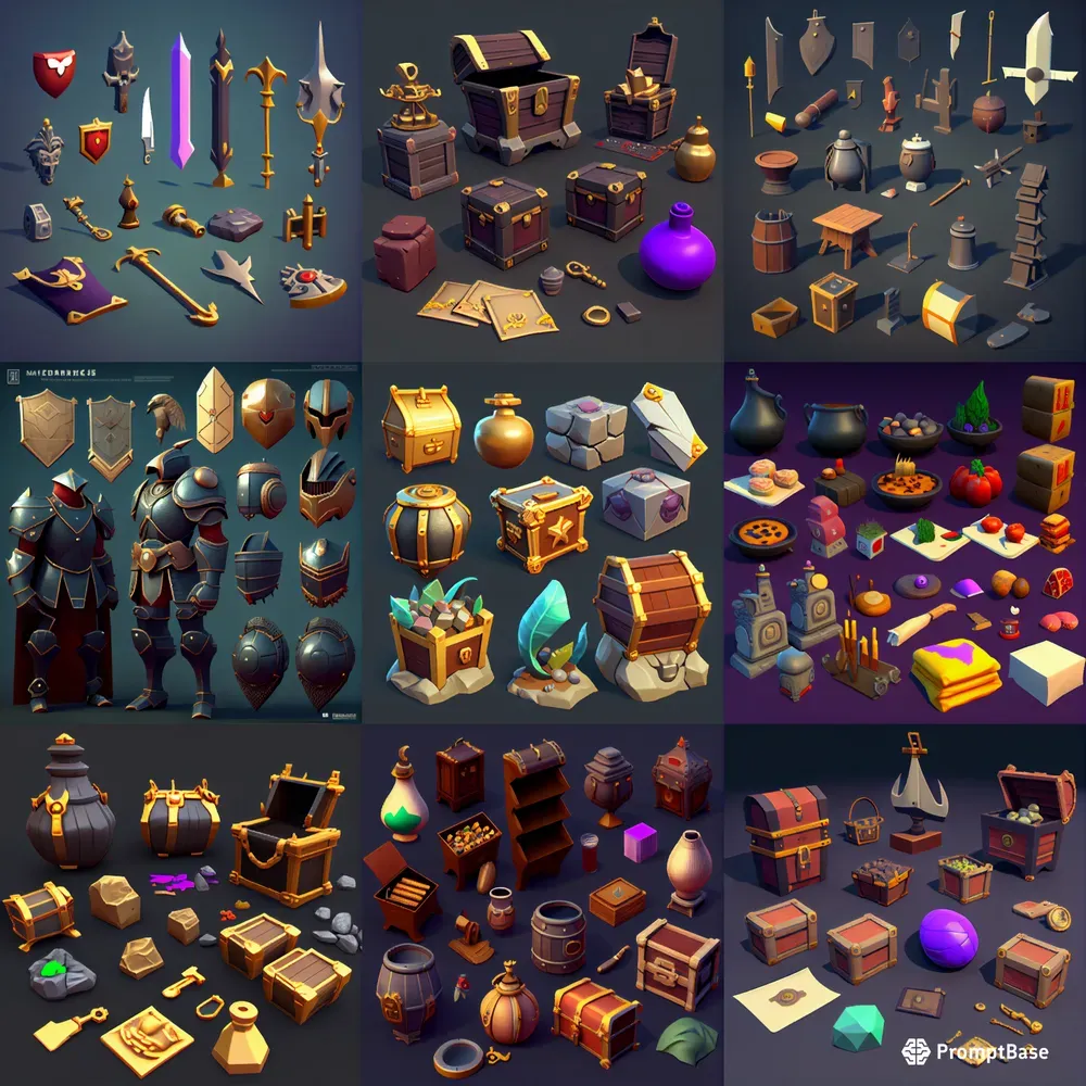 3D Game Asset Designs Midjourney Prompt | PromptBase