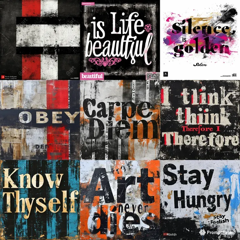 Word Poster Art Grunge Style Midjourney Prompt | PromptBase