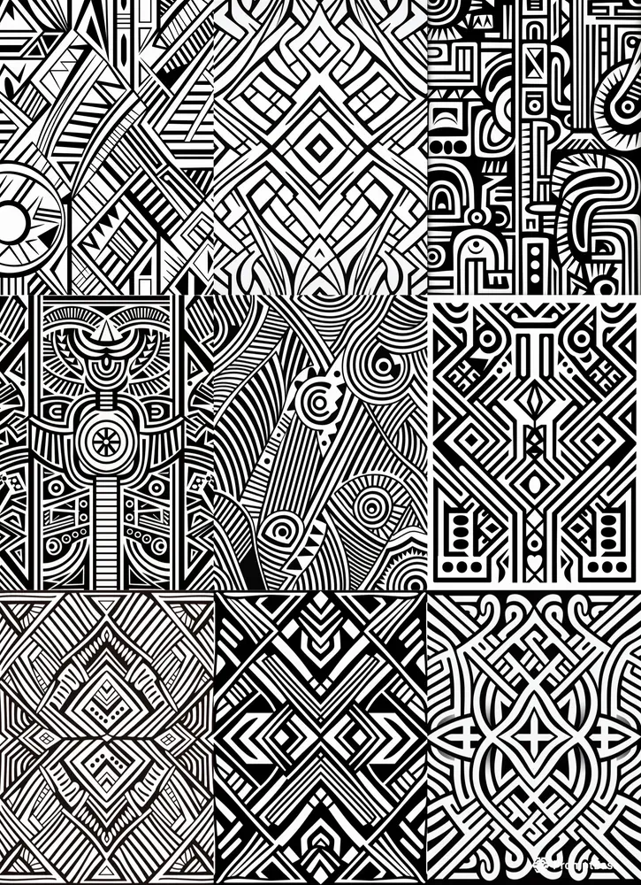 Pattern Tribal African Coloring Pages Midjourney Prompt | PromptBase