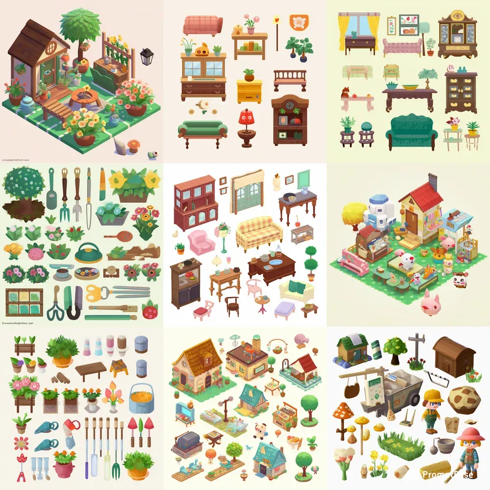 Animal Crossing Art Style Game Assets Midjourney Prompt | PromptBase