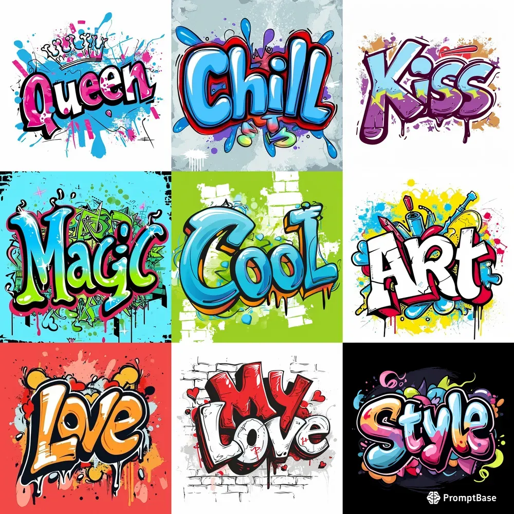 Graffiti Style Expressive Text Logos Midjourney Prompt | PromptBase