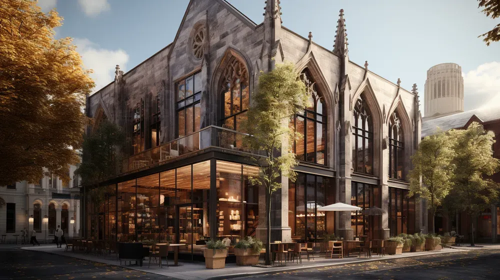 Buildings Turned Into Commercial Spaces Midjourney Prompt | PromptBase