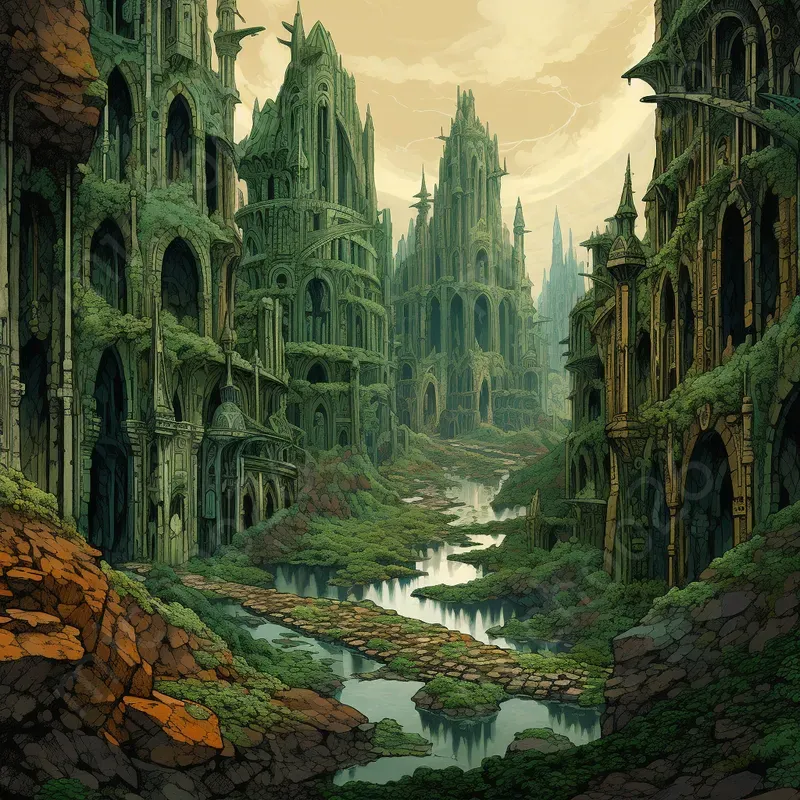 Mysterious Precambrian Cities Midjourney Prompt | PromptBase