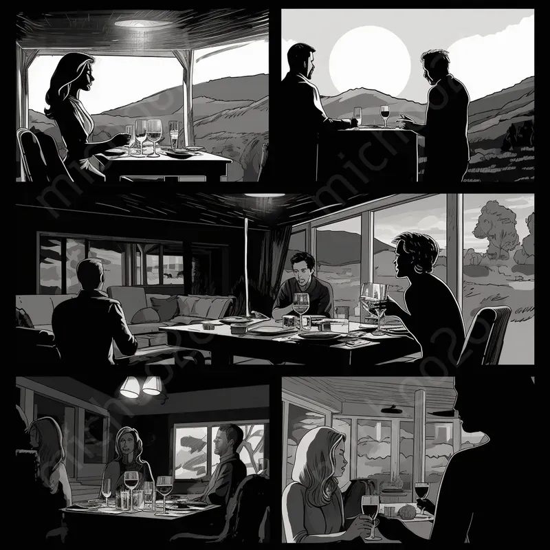 Cinematic Storyboard Sketches Midjourney Prompt | PromptBase