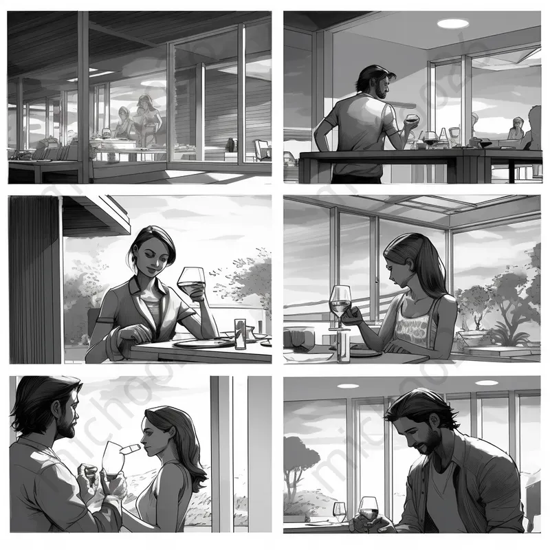 Cinematic Storyboard Sketches Midjourney Prompt | PromptBase