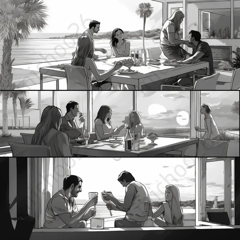 Cinematic Storyboard Sketches Midjourney Prompt | PromptBase