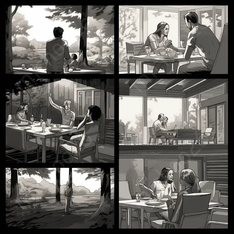 Cinematic Storyboard Sketches Midjourney Prompt | PromptBase