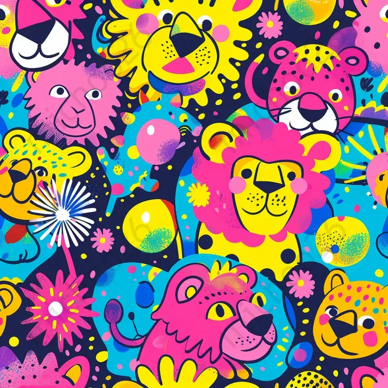 Repeated Animal Cartoon Patterns Midjourney Prompt | PromptBase