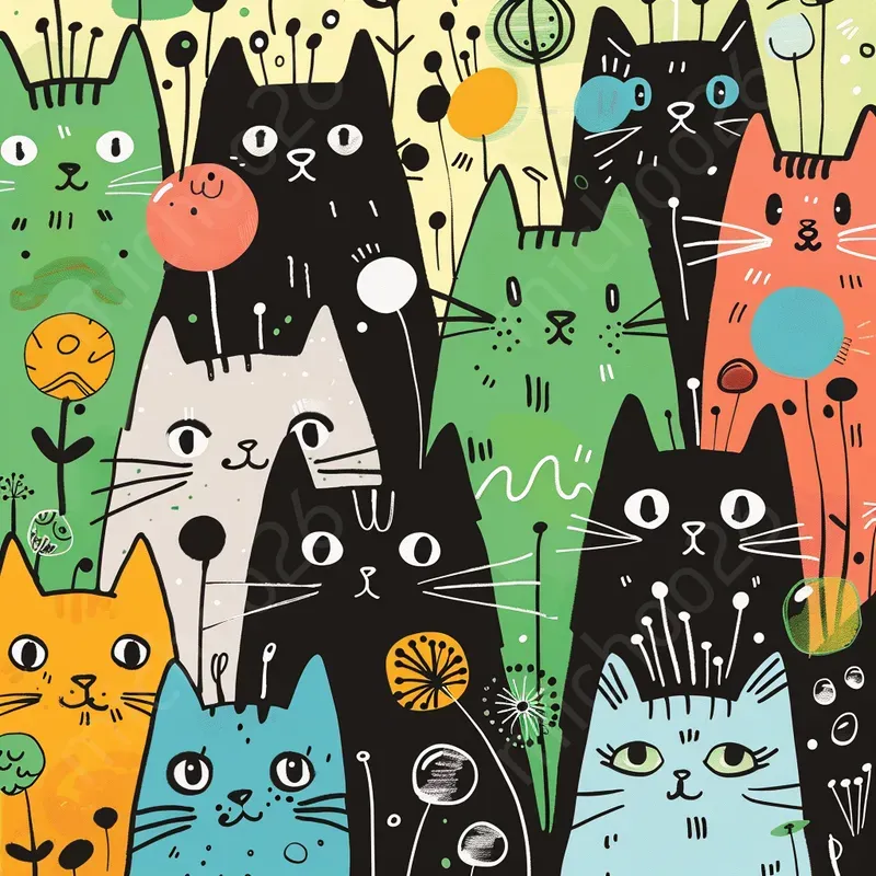 Repeated Animal Cartoon Patterns Midjourney Prompt | PromptBase