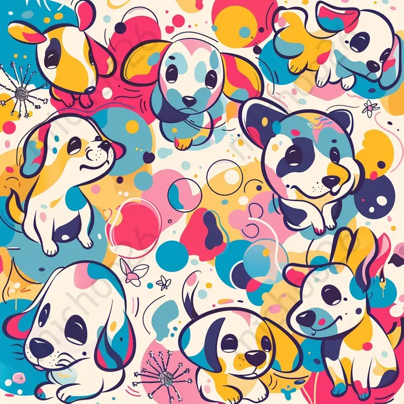 Repeated Animal Cartoon Patterns Midjourney Prompt | PromptBase