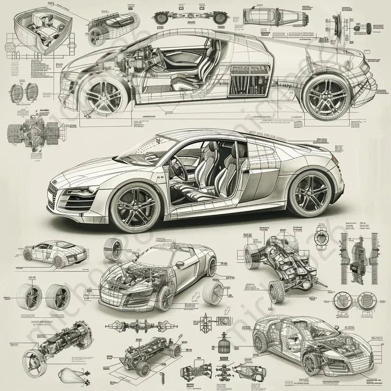 Technical Hand Drawn Cars Projects Midjourney Prompt | PromptBase