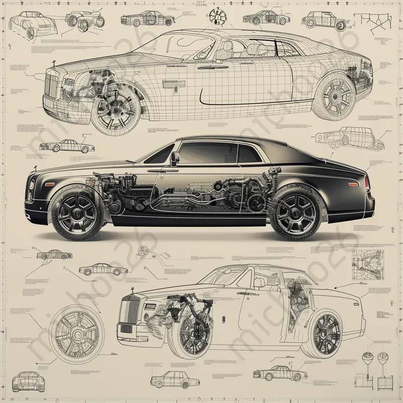 Technical Hand Drawn Cars Projects Midjourney Prompt | PromptBase