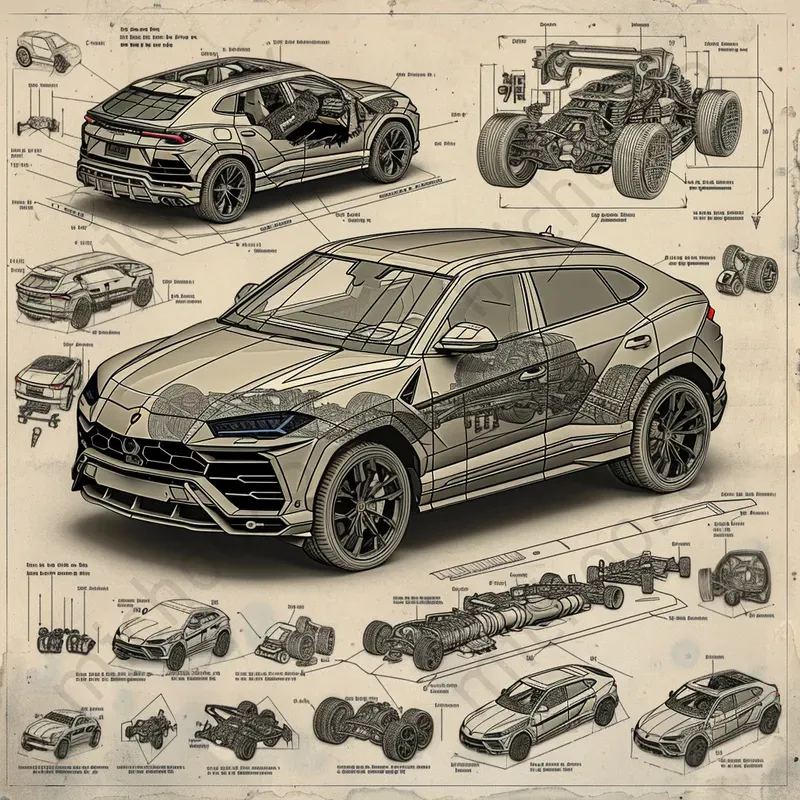 Technical Hand Drawn Cars Projects Midjourney Prompt | PromptBase