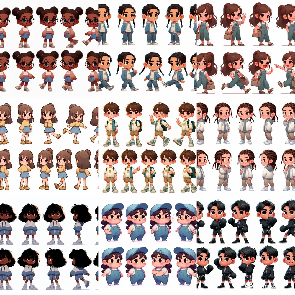 2D Characters Various Poses DALL·E Prompt | PromptBase