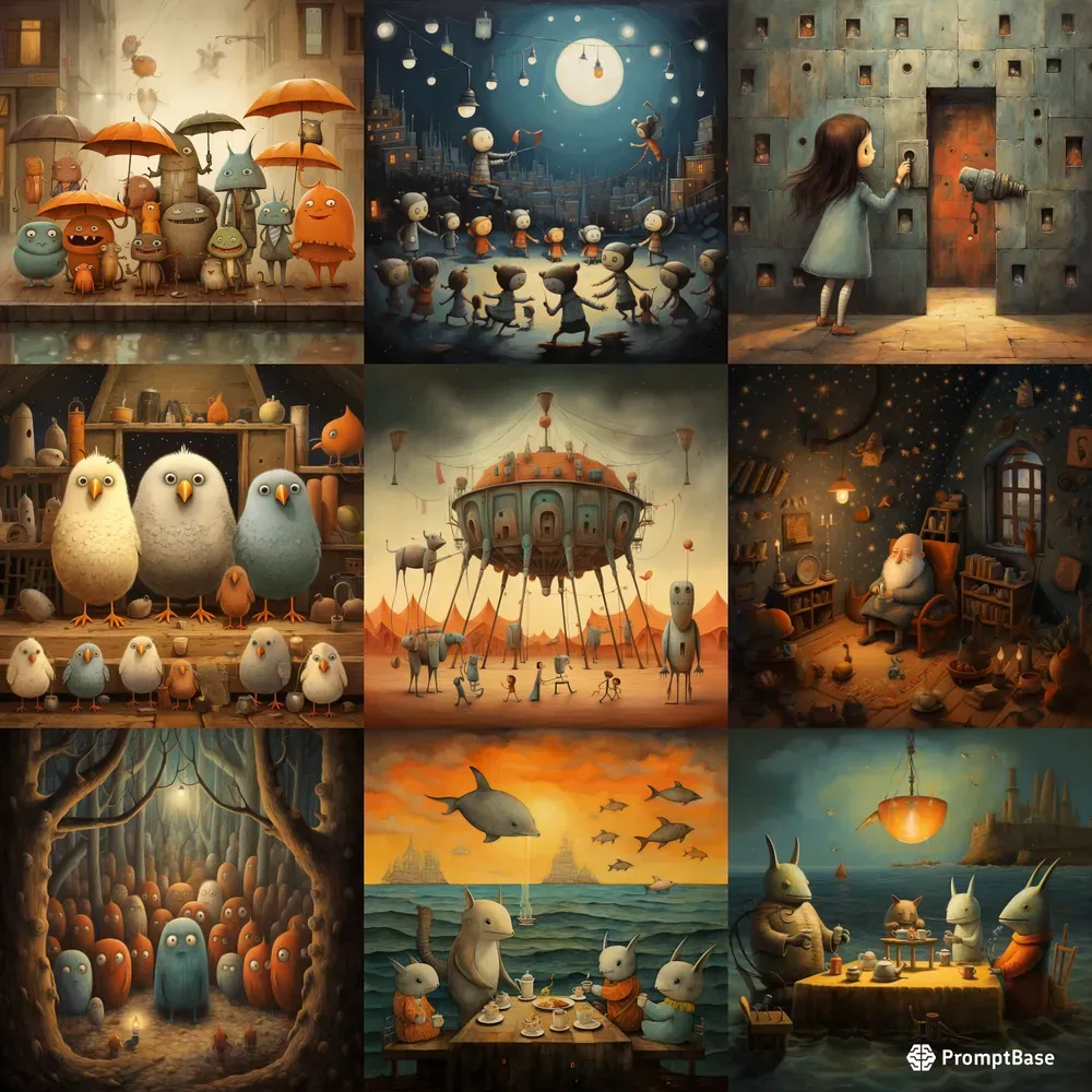 Bizarre Kids Cartoon Illustrations Midjourney Prompt | PromptBase