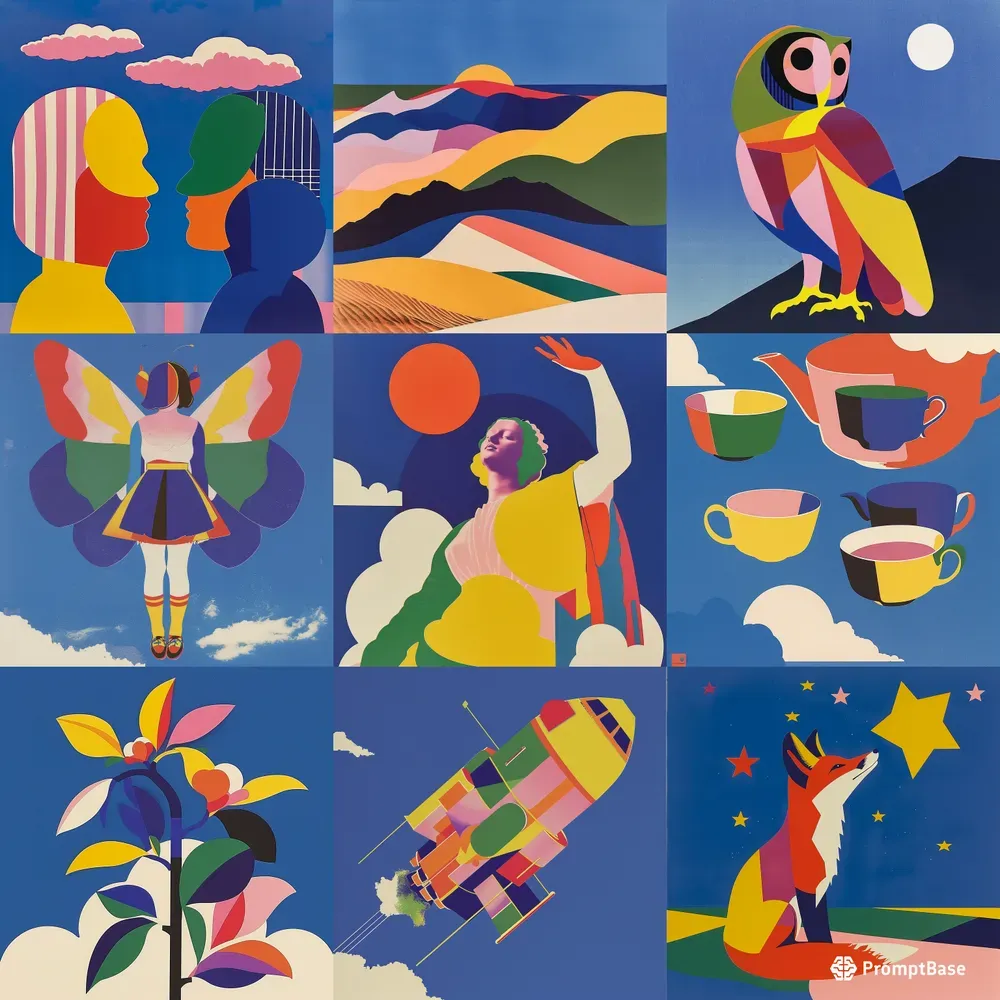 Surreal Risograph Collage Art Midjourney Prompt | PromptBase