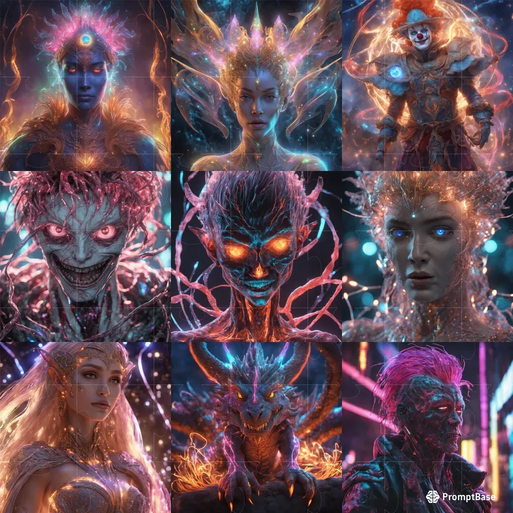 Fiber Optic Characters And Scenery Stable Diffusion Prompt | PromptBase