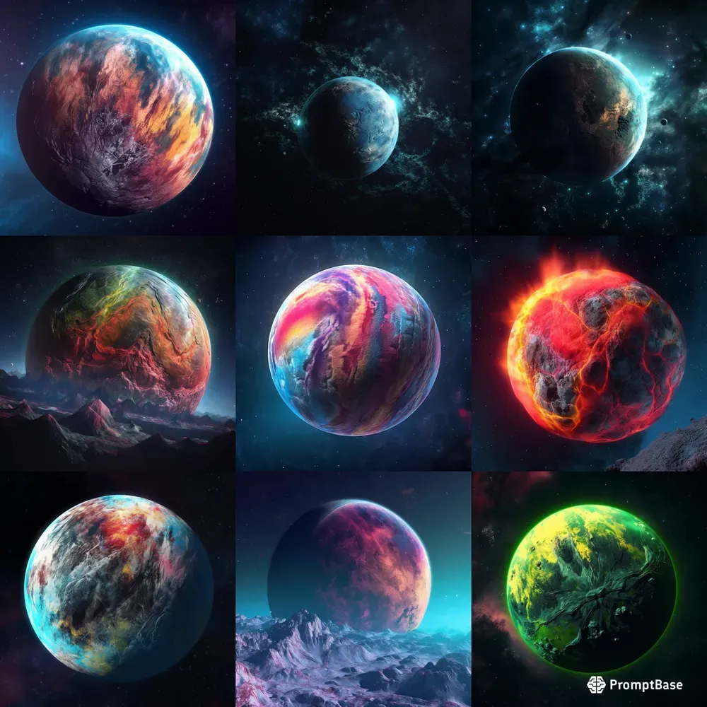 Unknown Planets In Deep Space Midjourney Prompt | PromptBase