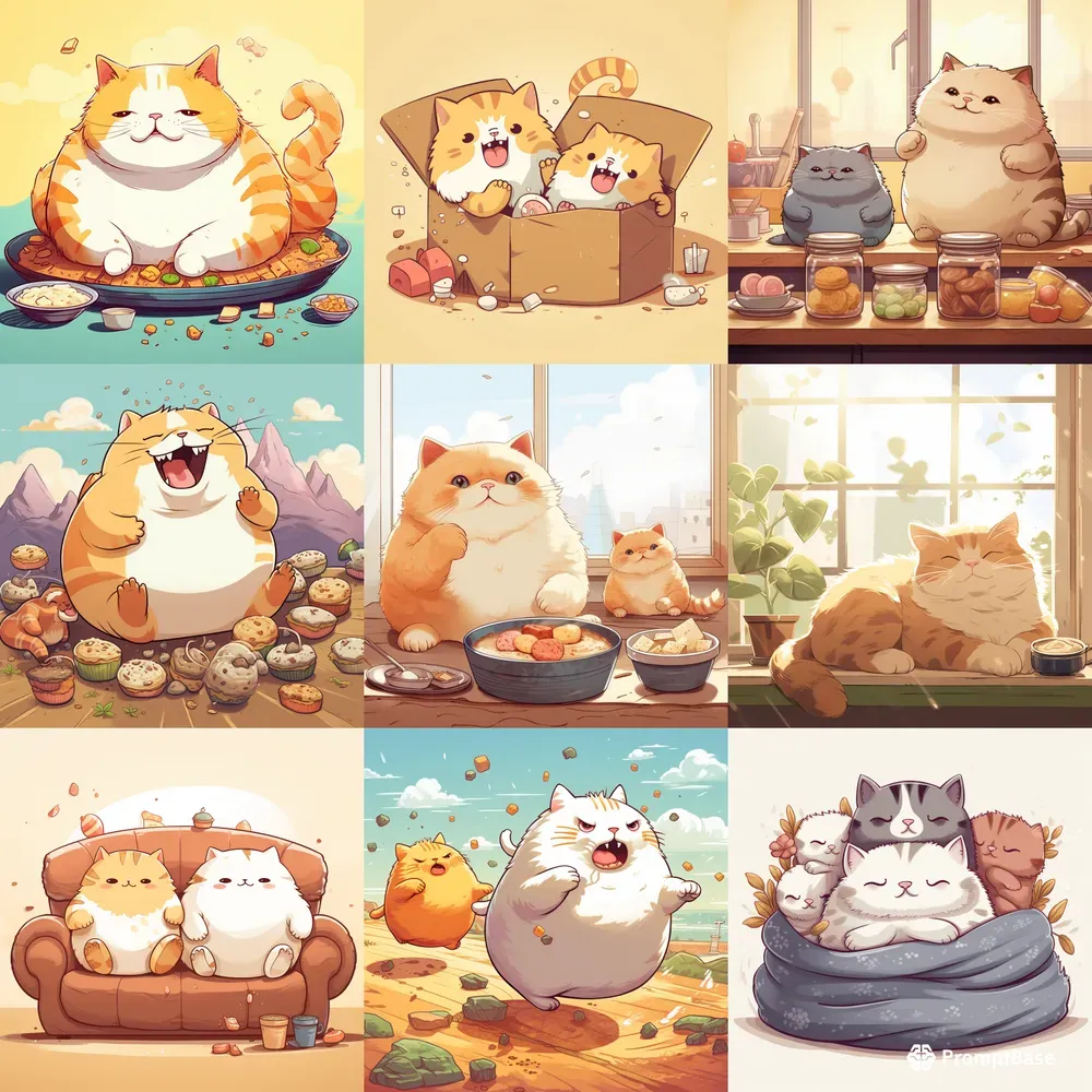 Chonky Fat Cats Moments Midjourney Prompt | PromptBase