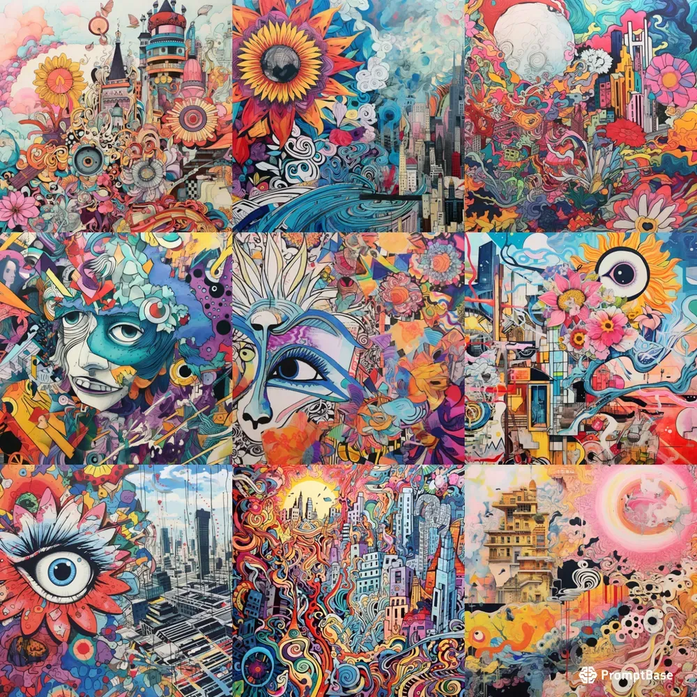 Psychedelic Punk Paintings Midjourney Prompt | PromptBase