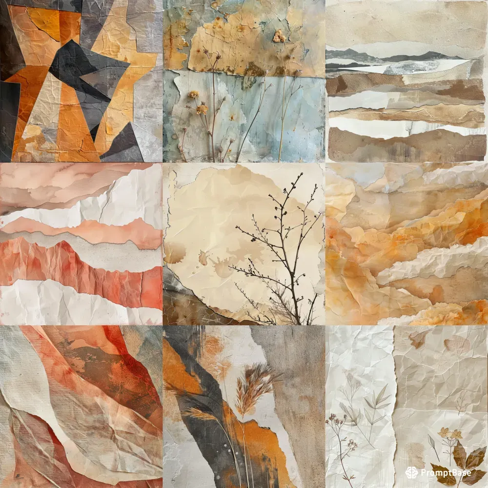 Earth Tone Collage Designs Midjourney Prompt | PromptBase