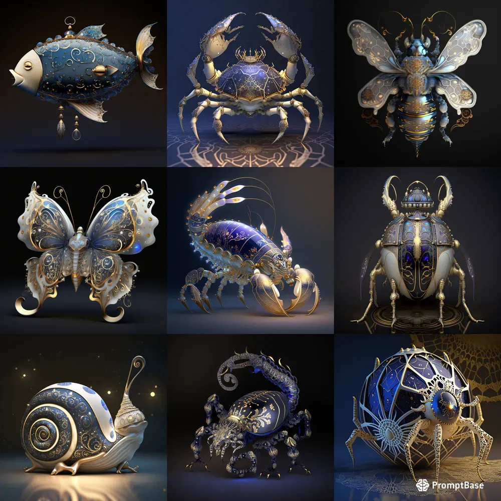 Intricate Porcelain Insect Sculptures Midjourney Prompt | PromptBase