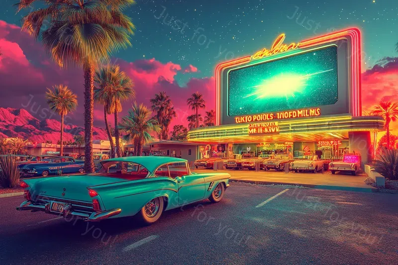 Retro Oasis Snapshots Of Americanas Midjourney Prompt | PromptBase