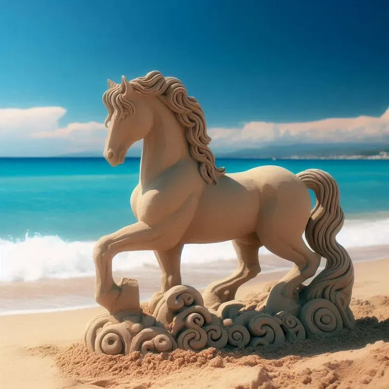 Mythical Sand Sculptures On The Beach DALL·E Prompt | PromptBase