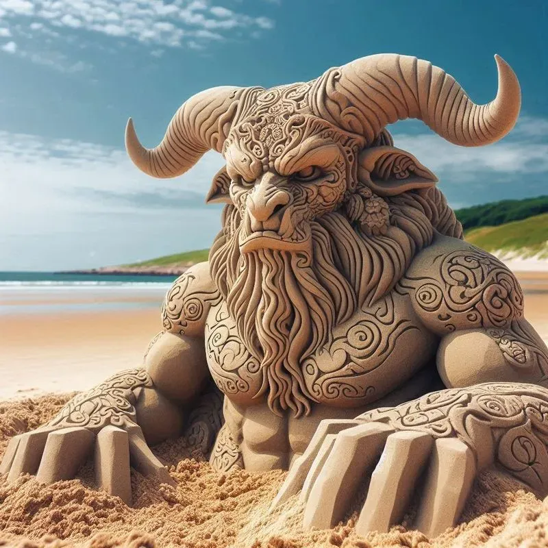 Mythical Sand Sculptures On The Beach DALL·E Prompt | PromptBase