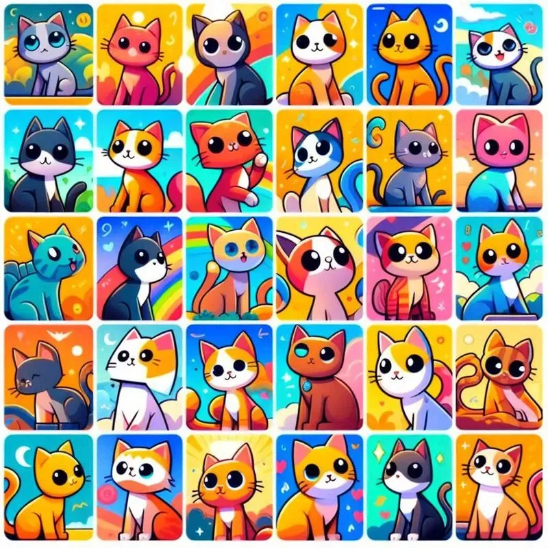 Colorful Clip Art Animal Grids DALL·E Prompt | PromptBase