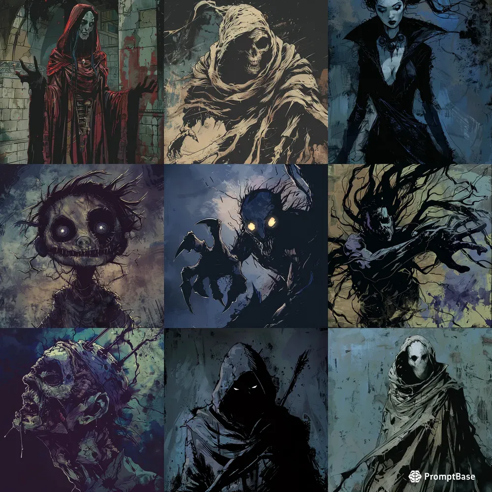 Dark Horror Comic Characters Midjourney Prompt | PromptBase