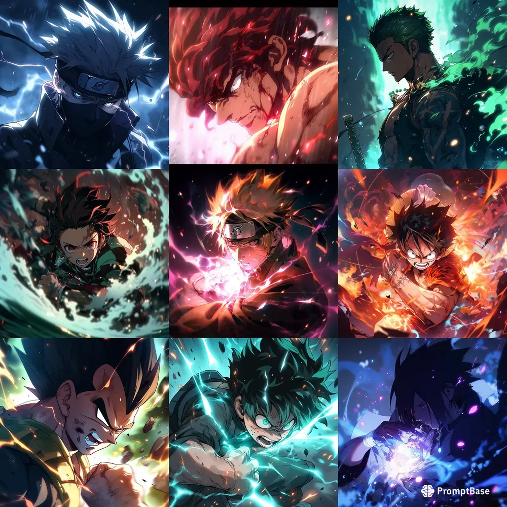 Anime Characters Unlock Powers Midjourney Prompt | PromptBase