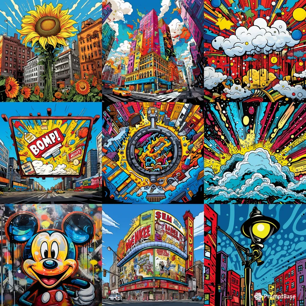 Lichtenstein Disney Fusion Pop Art Midjourney Prompt | PromptBase