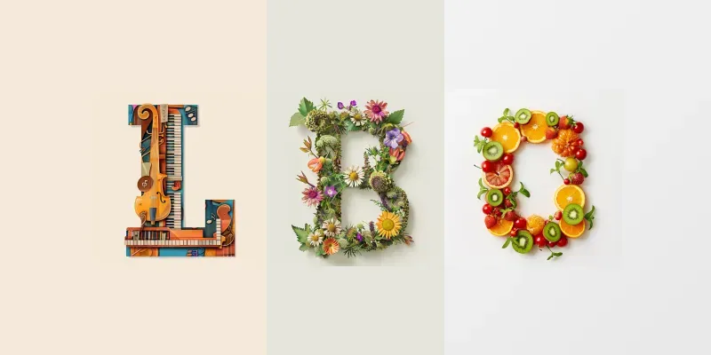 Typography Art Letters Of Objects Generator App | PromptBase