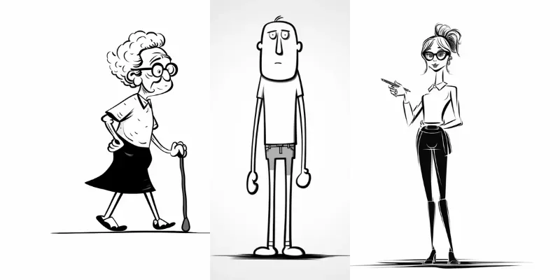 Minimal Cartoon Characters Midjourney Prompt | PromptBase