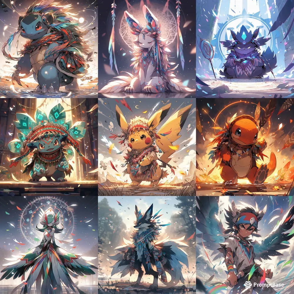 Indian Native American Pokemon Fusions Midjourney Prompt | PromptBase