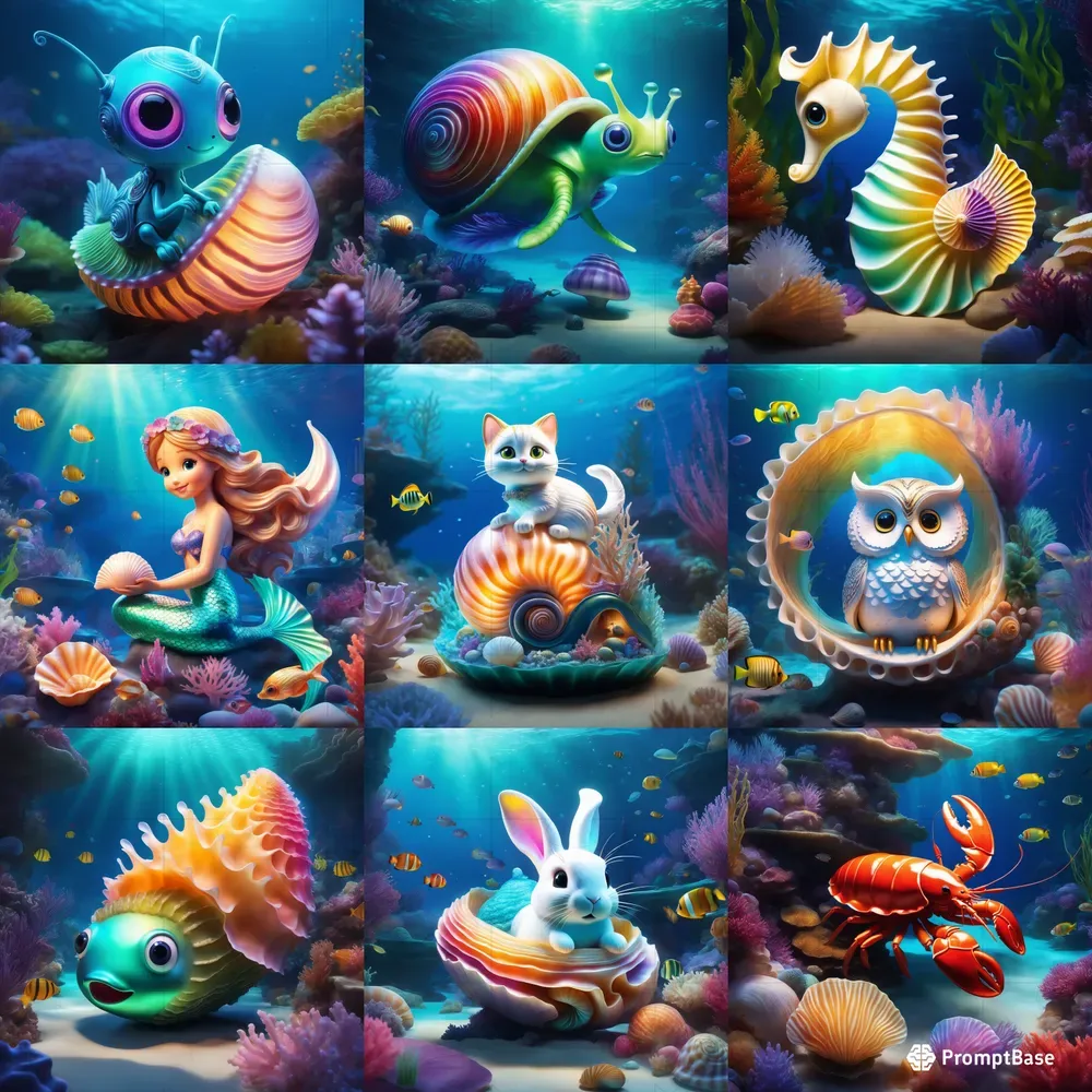 Cute Characters In Sea Stable Diffusion Prompt | PromptBase