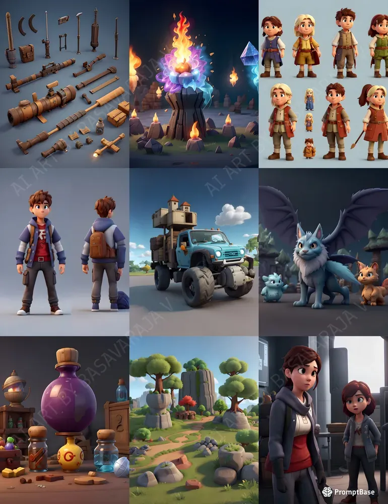 3D Game Asset Images Leonardo Ai Prompt | PromptBase
