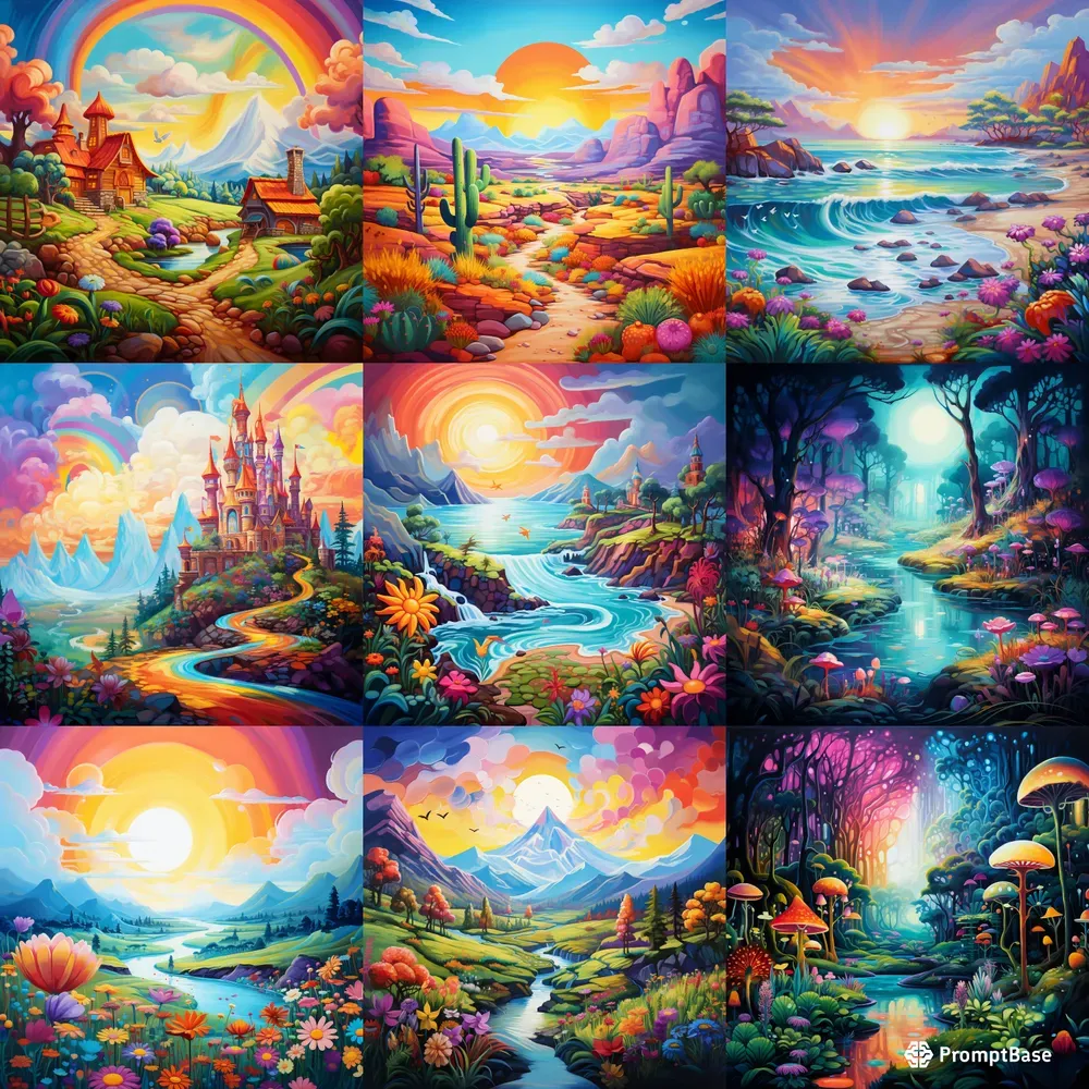 Whimsical Landscapes Fantasy Paintings Midjourney Prompt | PromptBase