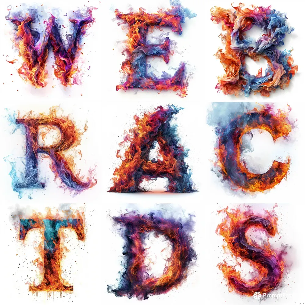 Flaming Alphabet Letters Midjourney Prompt | PromptBase