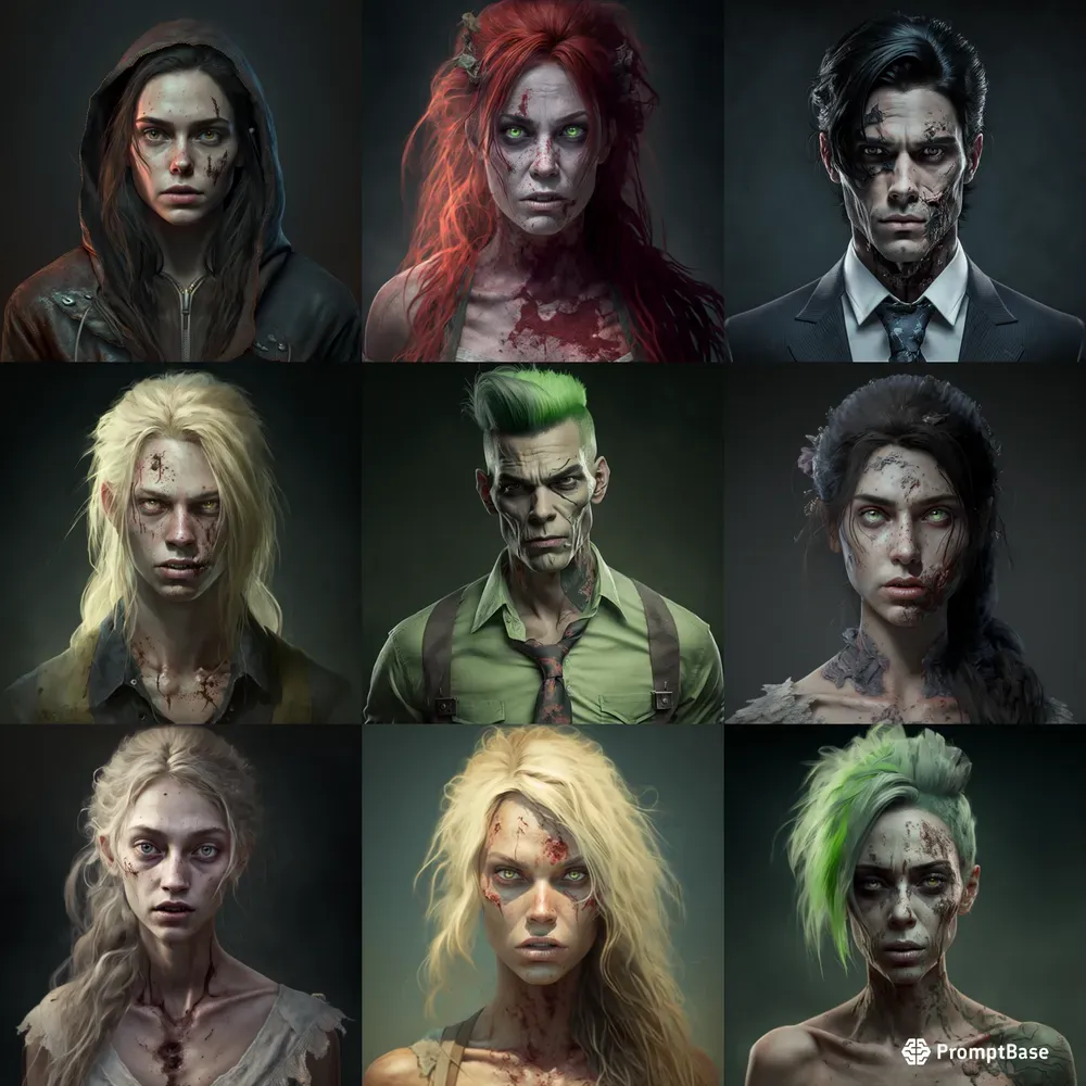 Realistic Wm Zombie Portraits Midjourney Prompt | PromptBase