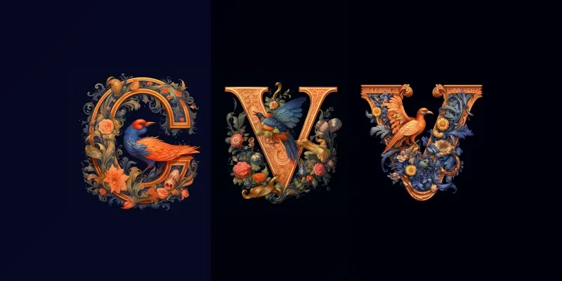 Ornate Letters In Vibrant Realism Style Midjourney Prompt | PromptBase