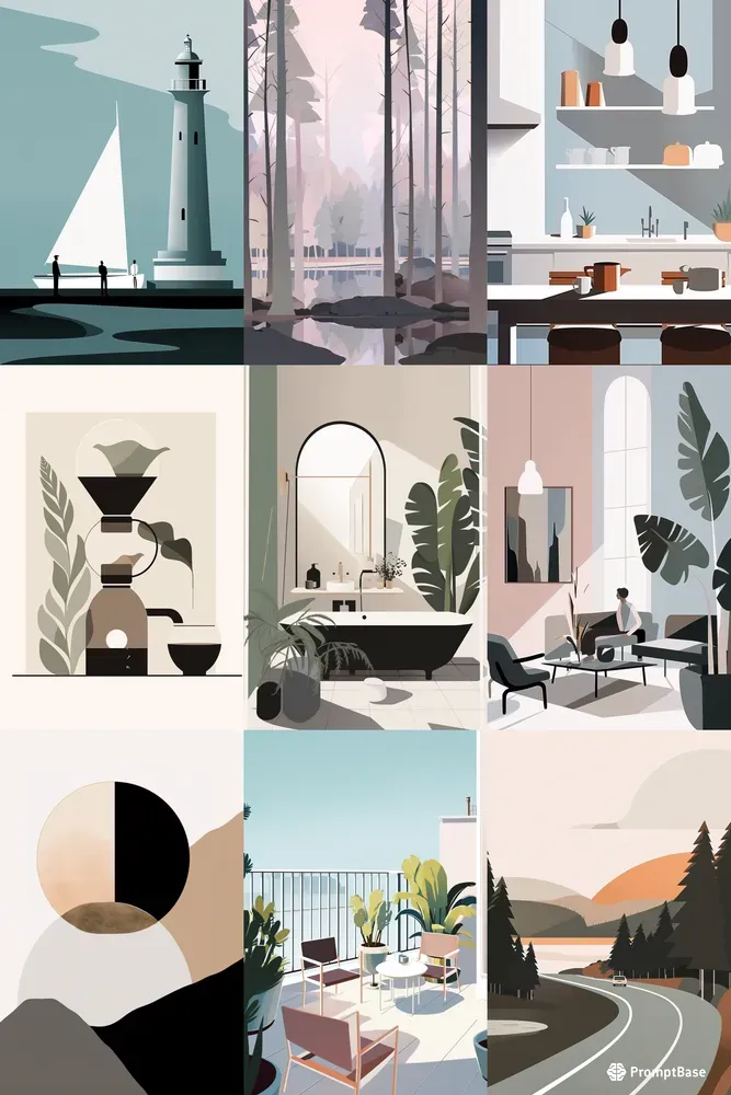 Scandinavian Minimal Wall Art Posters Midjourney Prompt | PromptBase