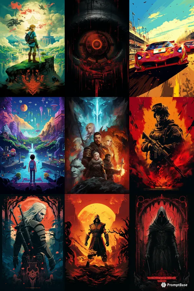 Gaming Posters And Wall Art Midjourney Prompt | PromptBase