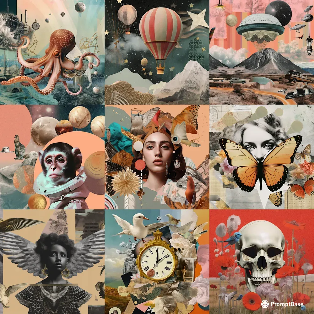 Surrealist Collages Midjourney Prompt | PromptBase